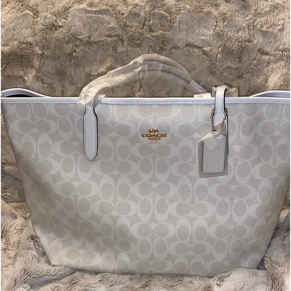 Coach | Bags | Coach Signature City Tote Glacier White | Poshmark
